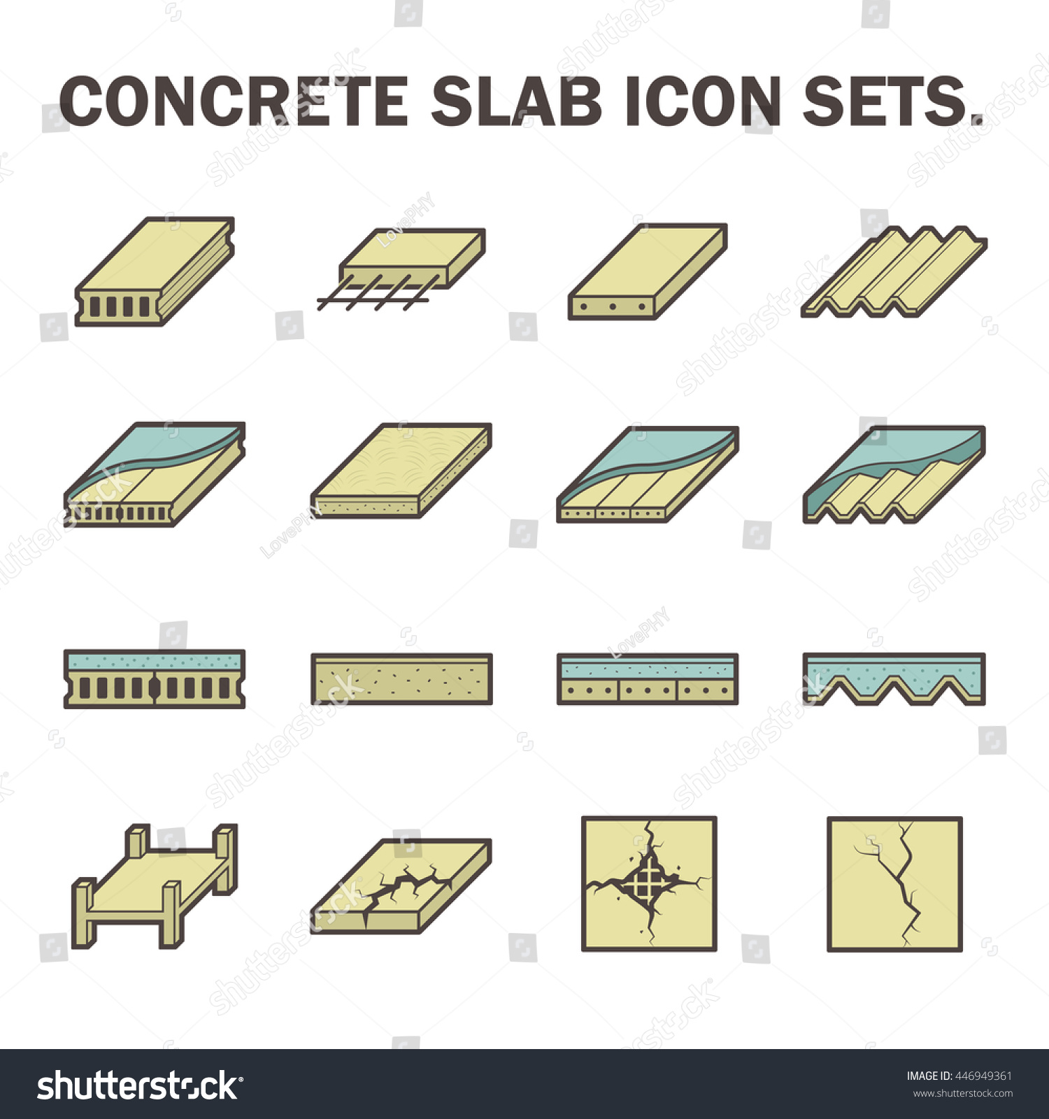 Concrete Slab Vector Icon Sets Design Stock Vector (Royalty Free) 446949361
