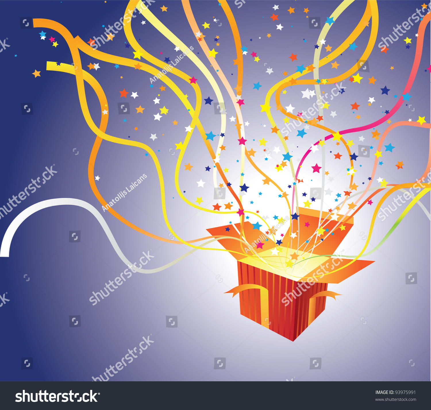 Confetti Splash Gift Box Stock Vector (Royalty Free) 93975991