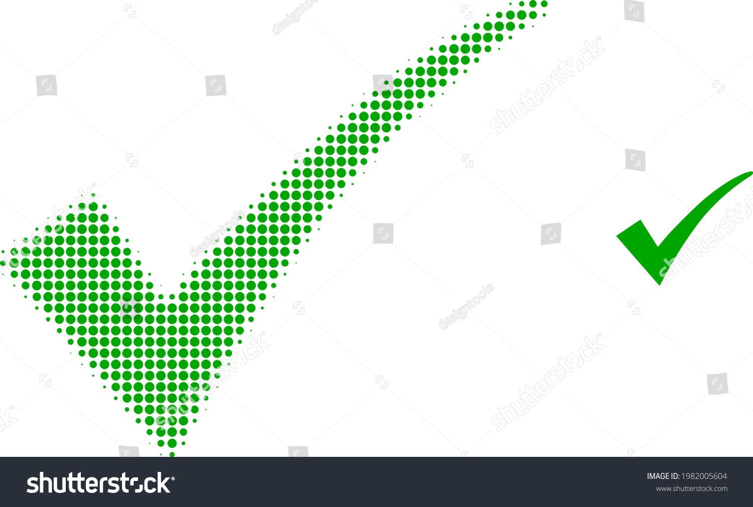 Confirm Tick Halftone Dotted Icon Illustration Stock Vector (Royalty ...