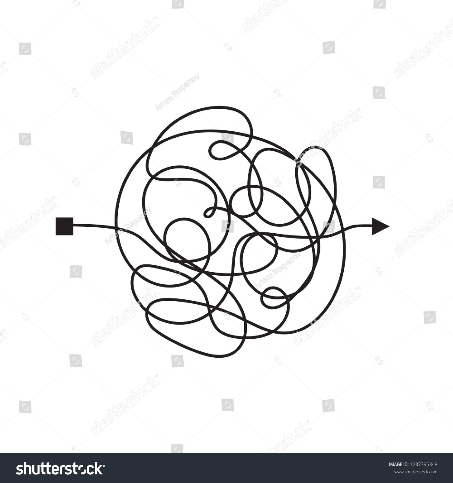 Confused Complicated Way Scribbled Path Chaos Stock Vector (Royalty ...
