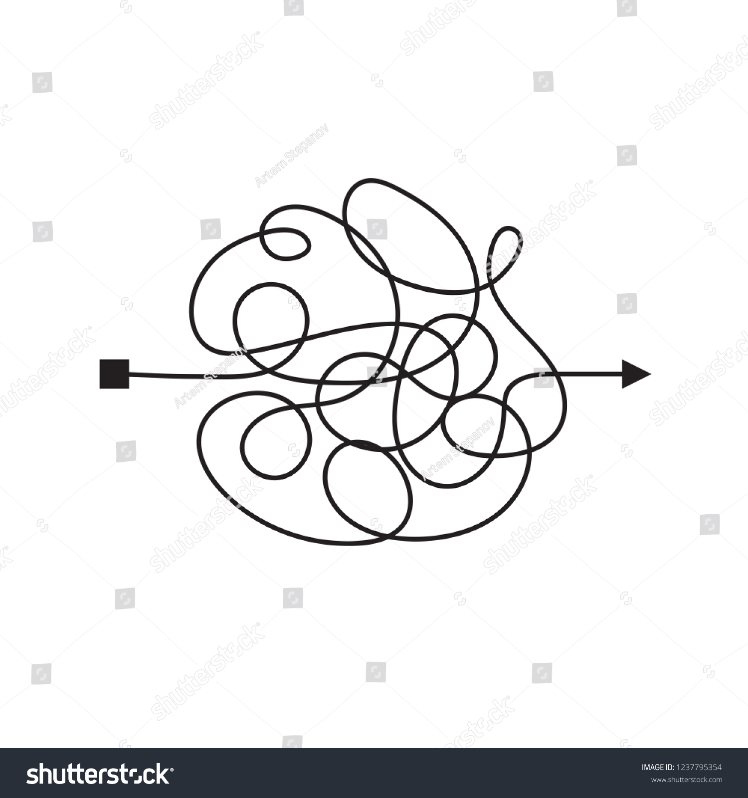 Confused Complicated Way Scribbled Path Chaos Stock Vector (Royalty ...