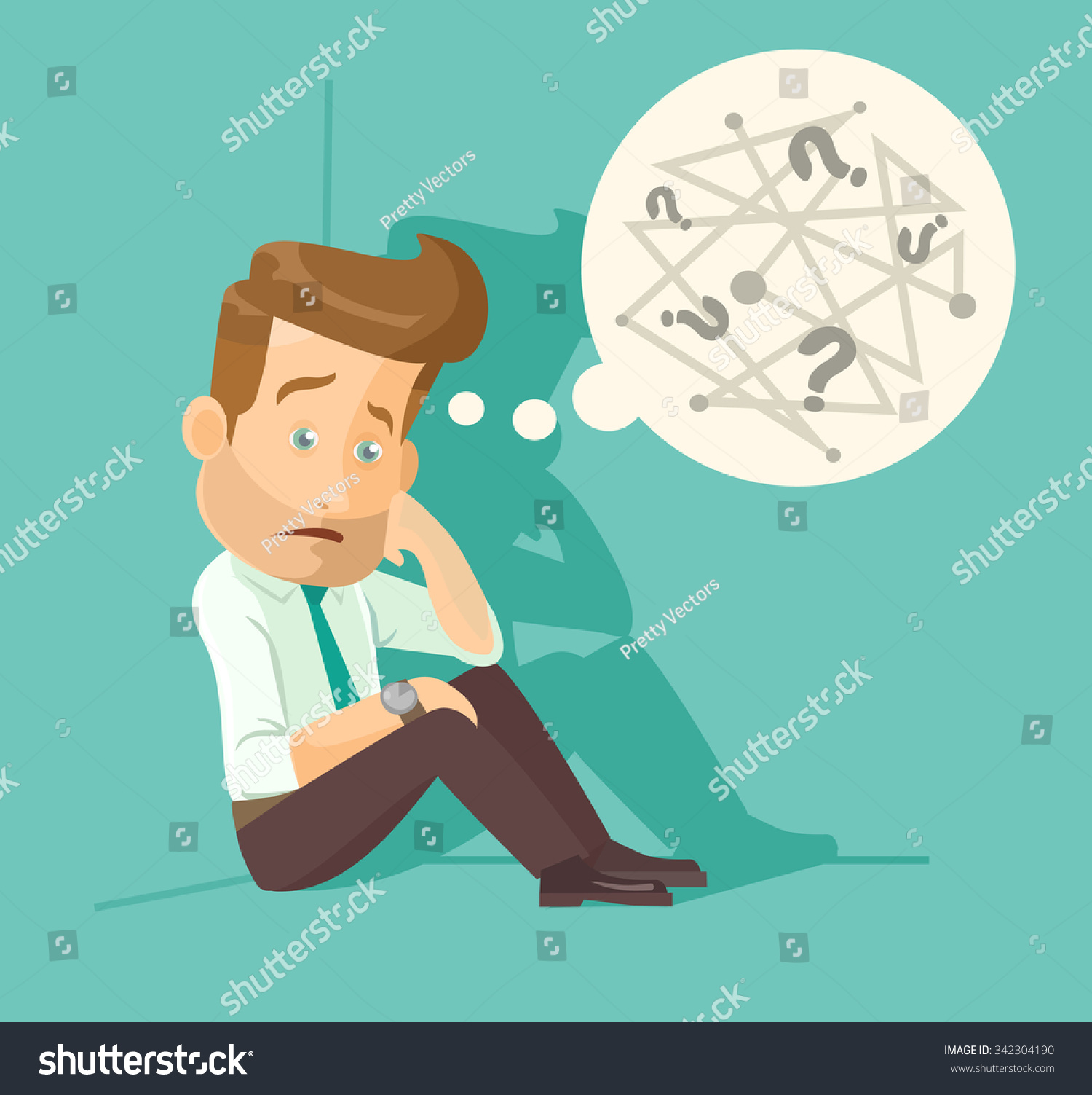 Confused Employee Vector Flat Illustration: vector de stock (libre de ...
