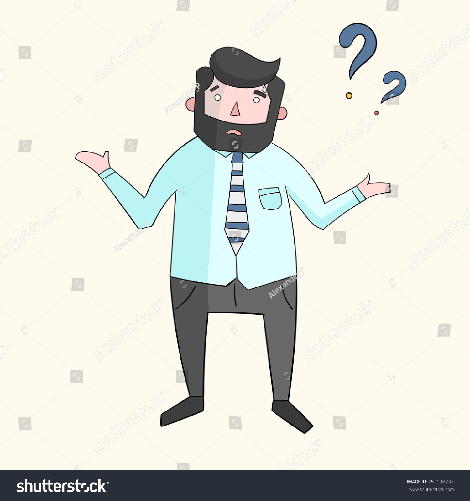 Confused Guy Boss Color Vector Illustration Stock Vector (Royalty Free ...