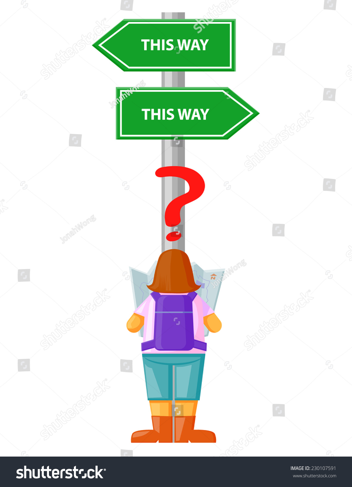 Confused Traveler Student While Reading Map: vetor stock (livre de ...