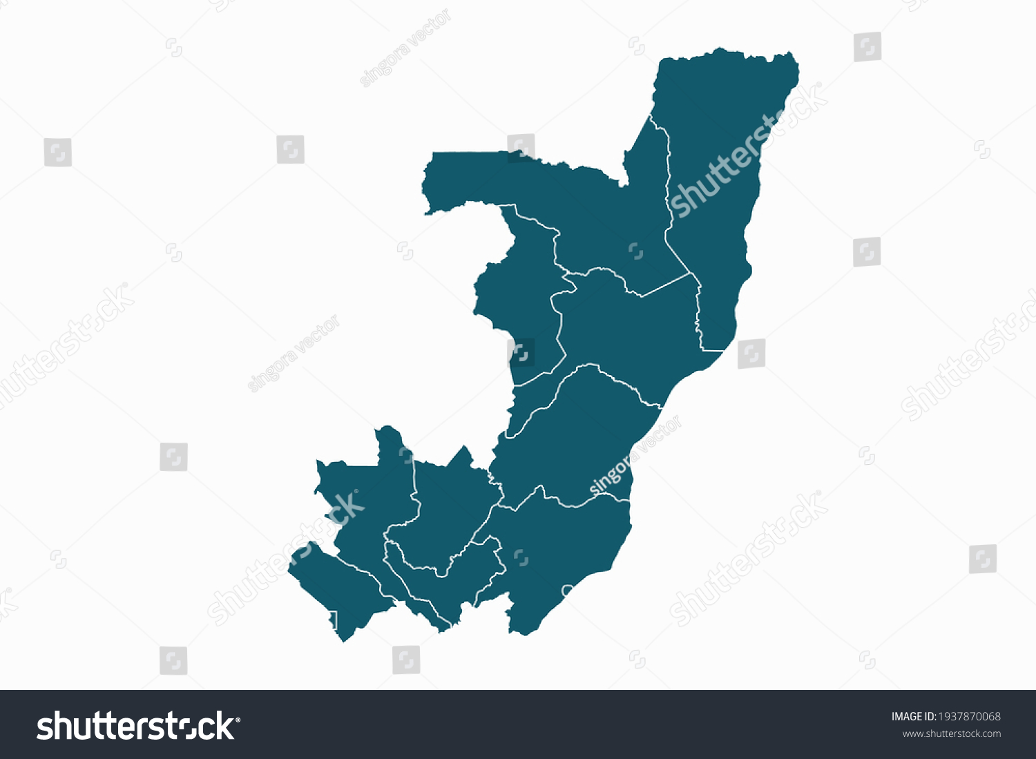 Congo Map Vector Blue Color On Stock Vector (Royalty Free) 1937870068