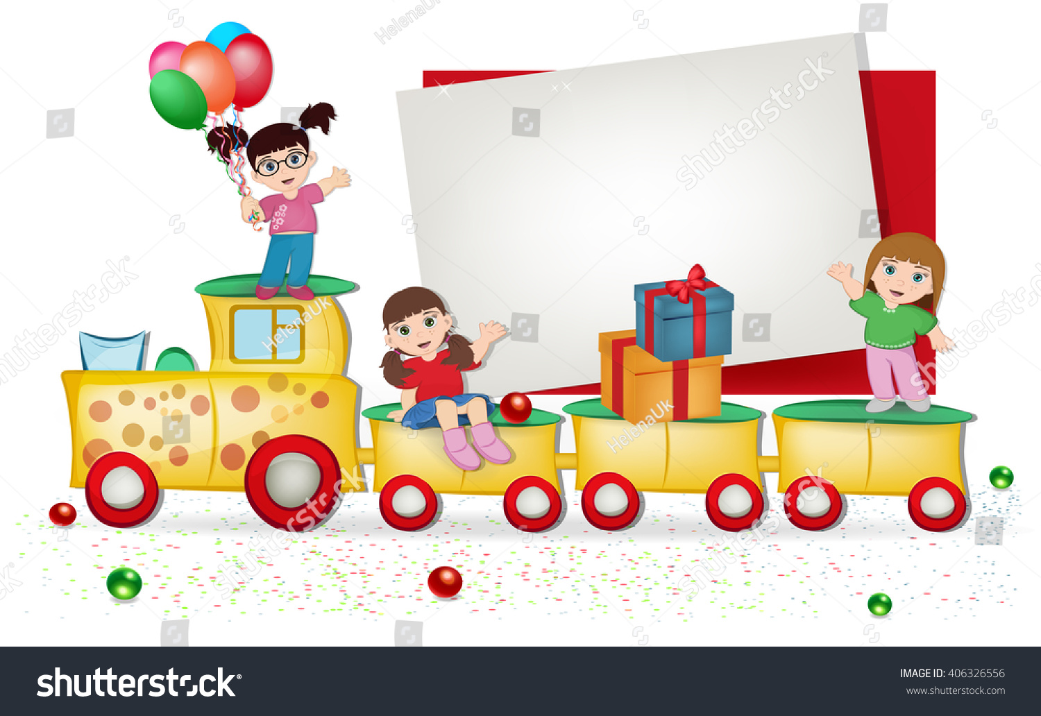 Congratulation Children On Steam Train Vector Stock Vector (Royalty ...