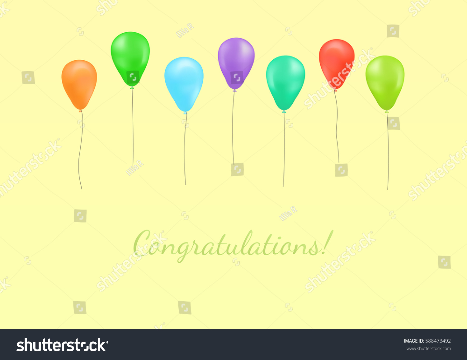 Congratulations Colorful Balloons Stock Vector (Royalty Free) 588473492 ...