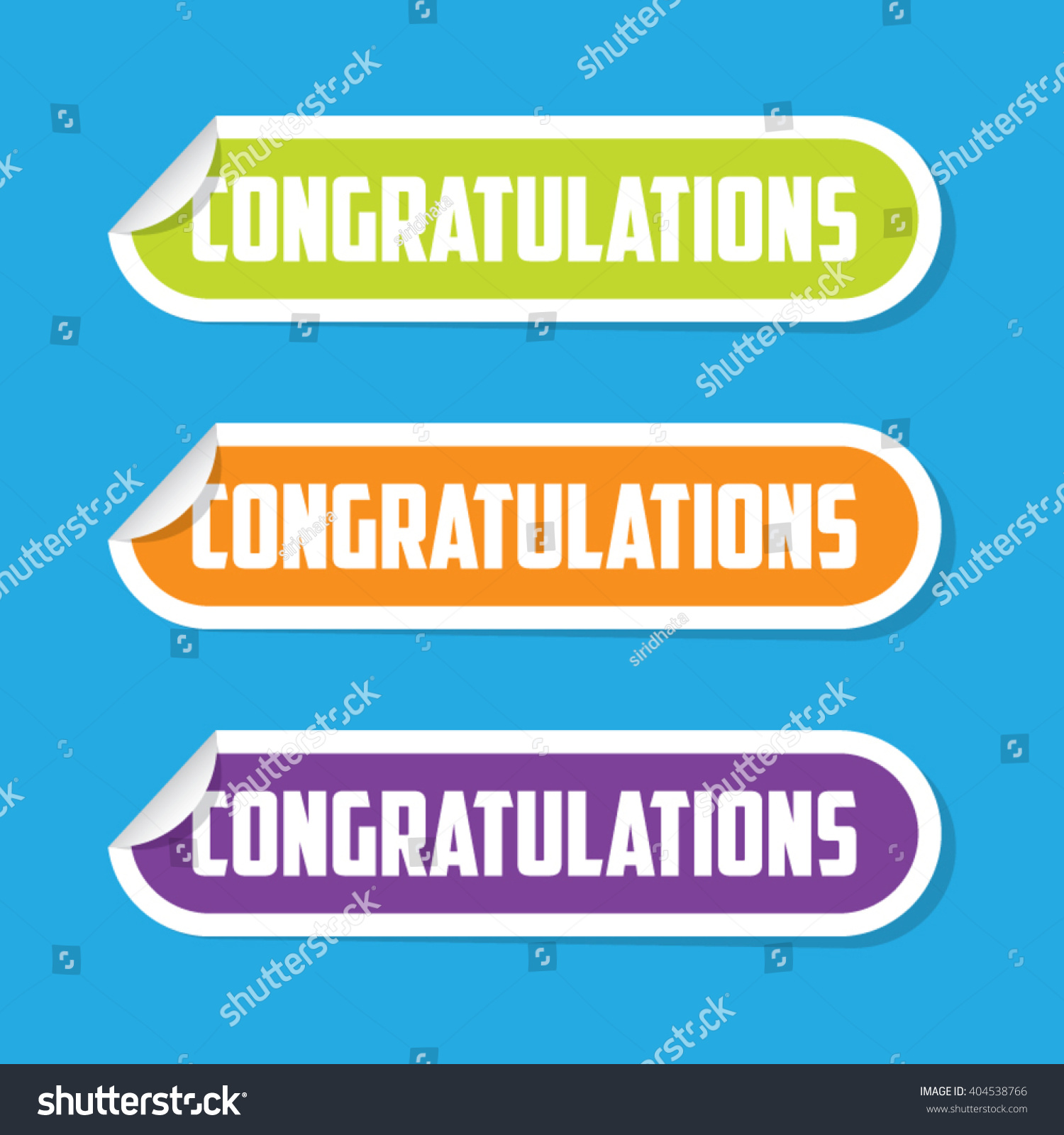 Congratulations Folded Paper Labels Stock Vector (Royalty Free ...