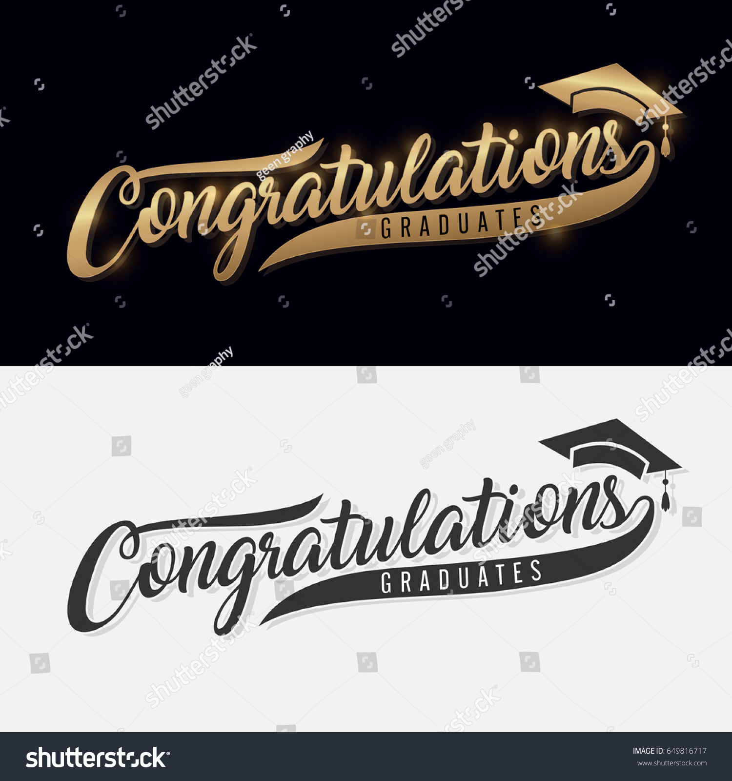 Congratulations Graduate Calligraphy Lettering Handwritten Phrase Stock