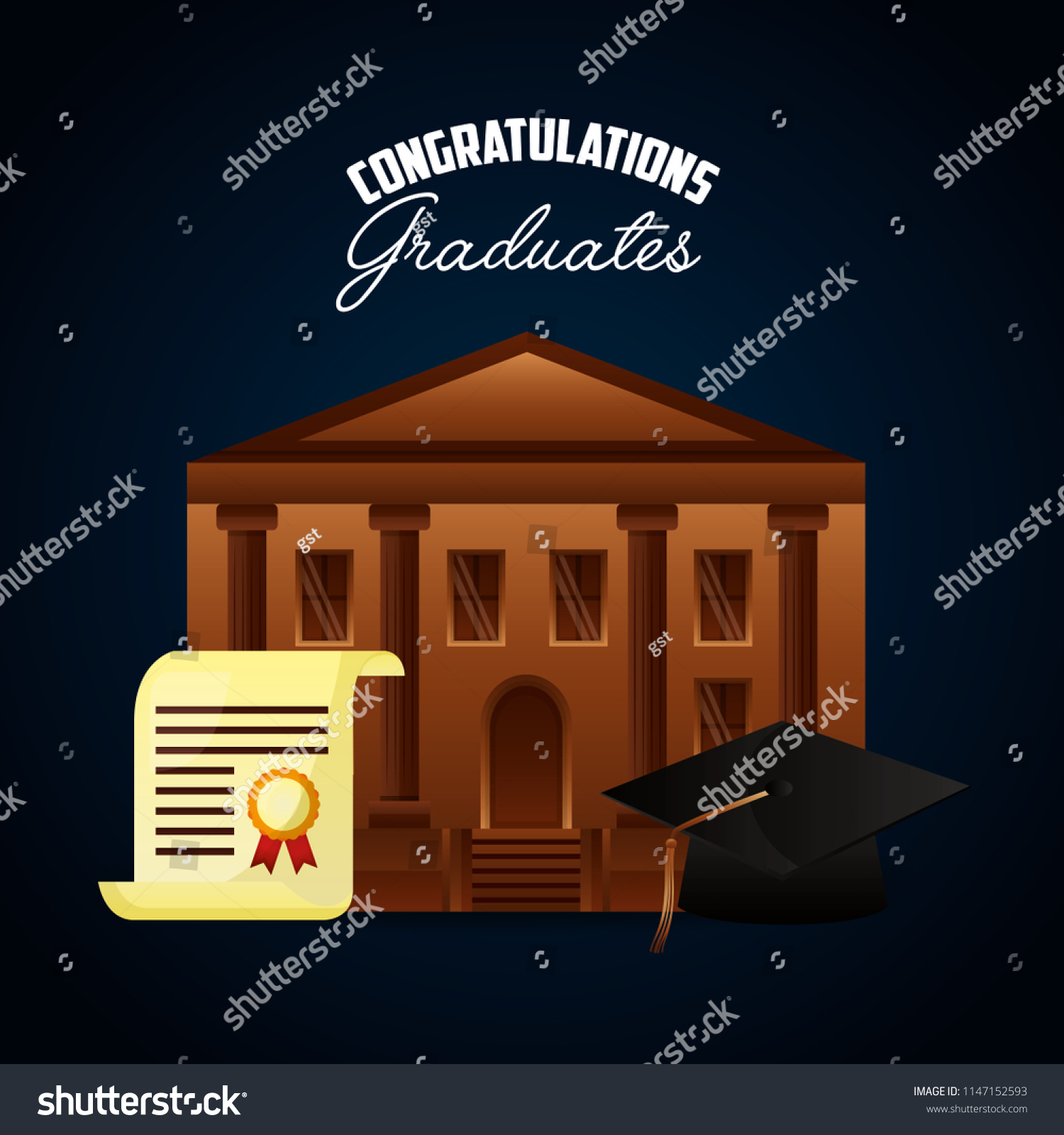 Congratulations Graduation Card Stock Vector (Royalty Free) 1147152593 ...