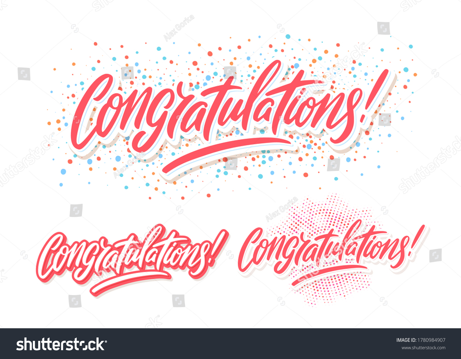 Congratulations Greetings Set Vector Lettering Stock Vector (Royalty ...