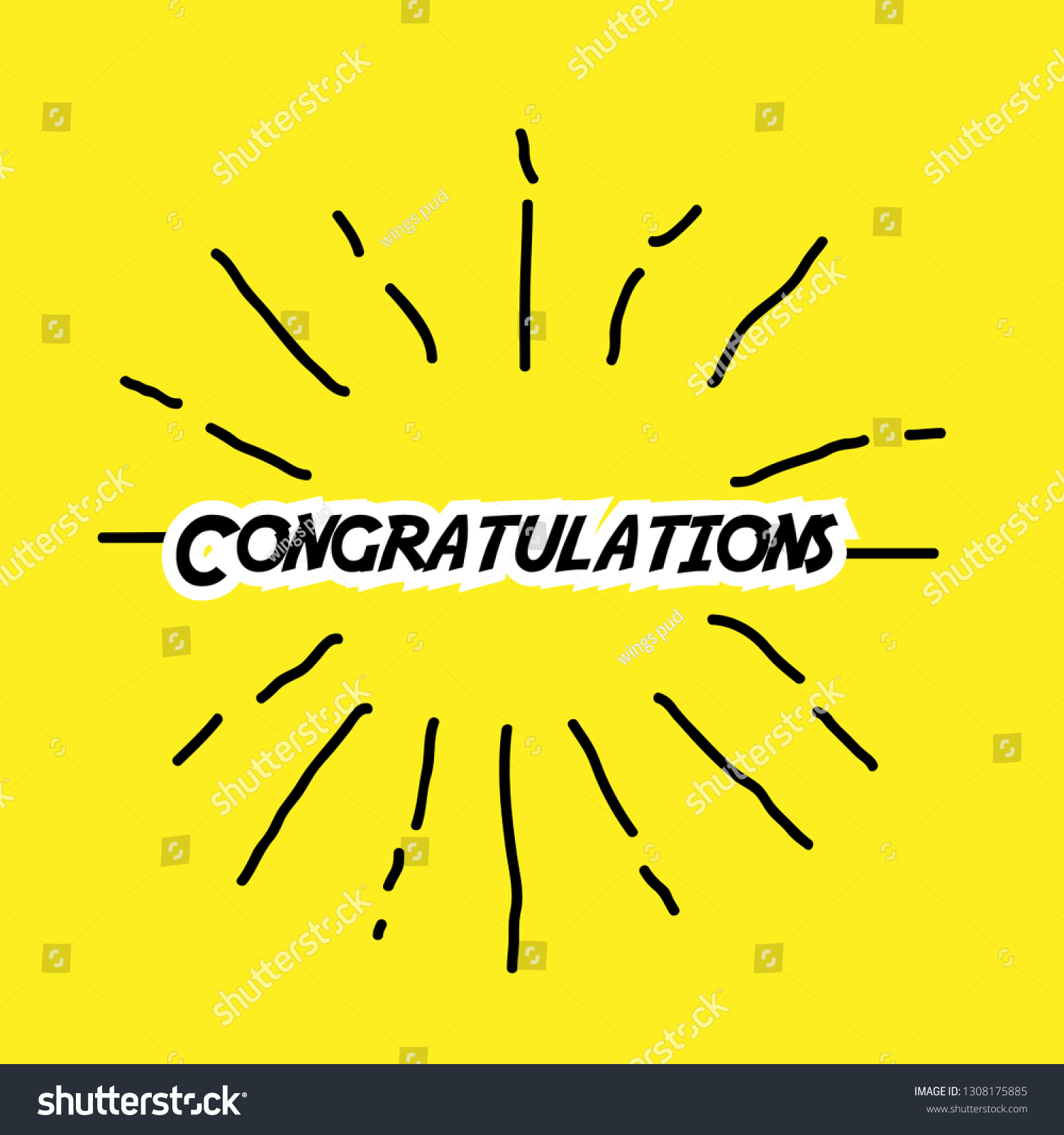 Congratulations Label Yellow Stock Vector (Royalty Free) 1308175885 ...