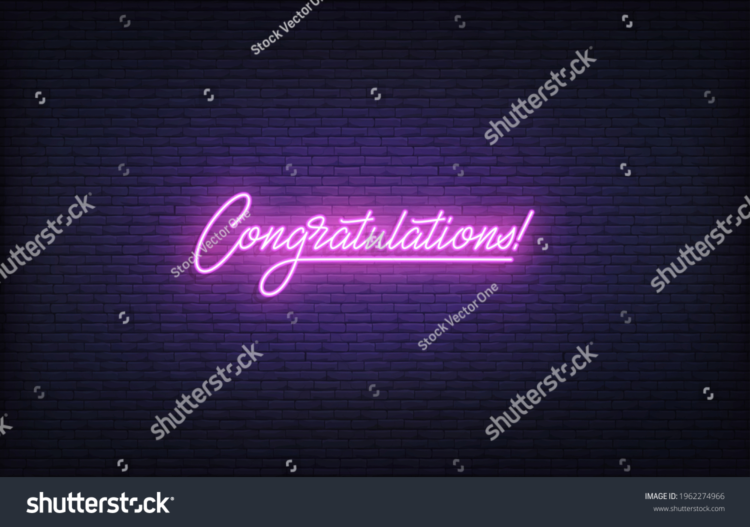 Congratulations Neon Sign Glowing Neon Lettering Stock Vector Royalty
