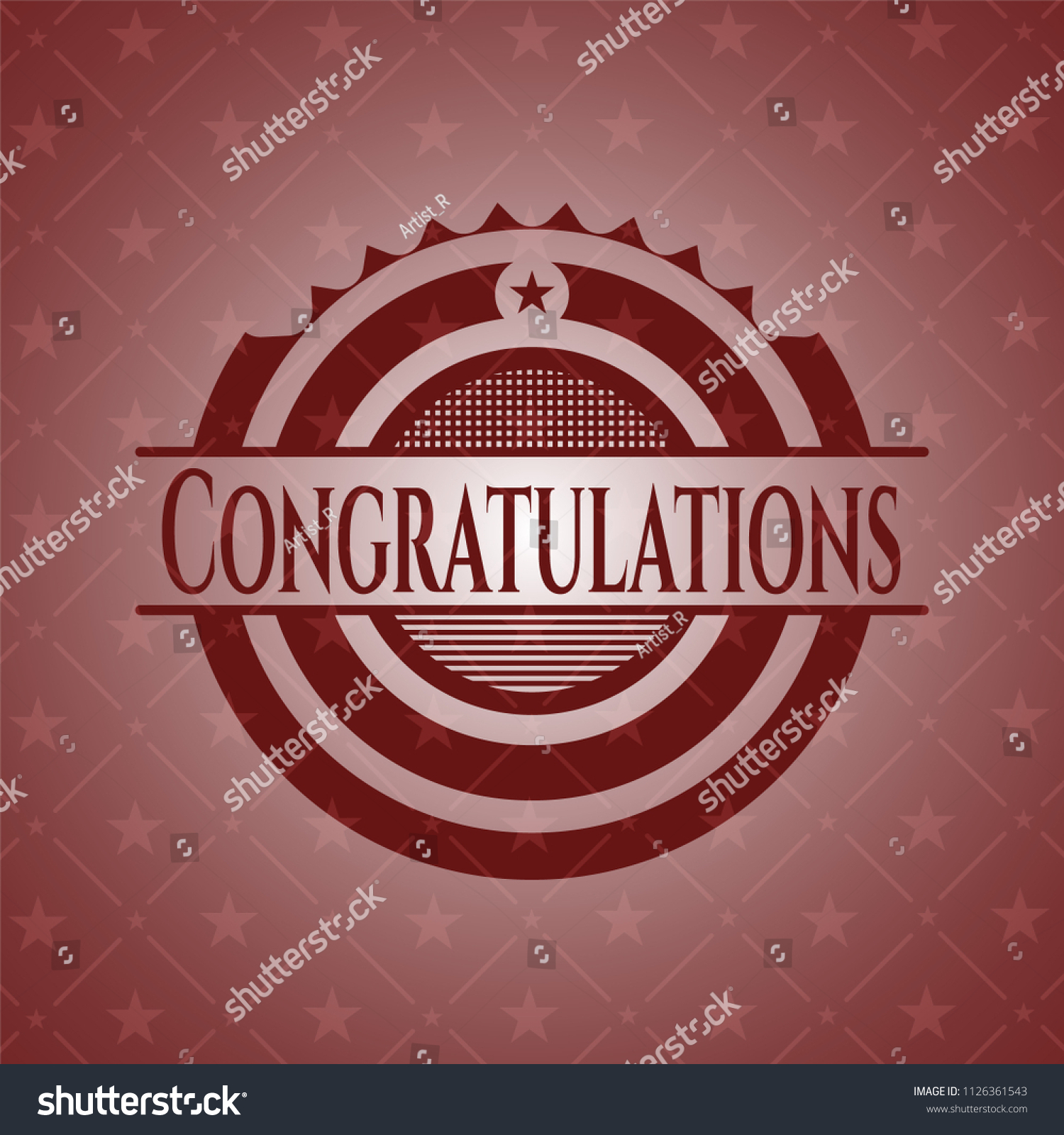 Congratulations Red Emblem Stock Vector (Royalty Free) 1126361543