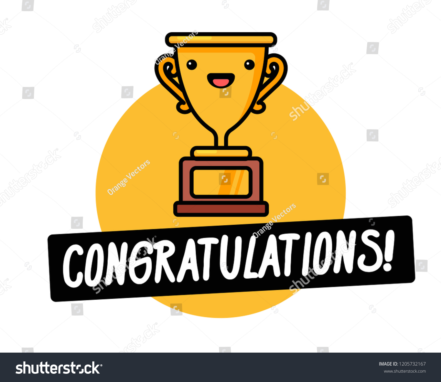 Congratulations Written Simple Flat Trophy Vector Stock Vector (Royalty ...