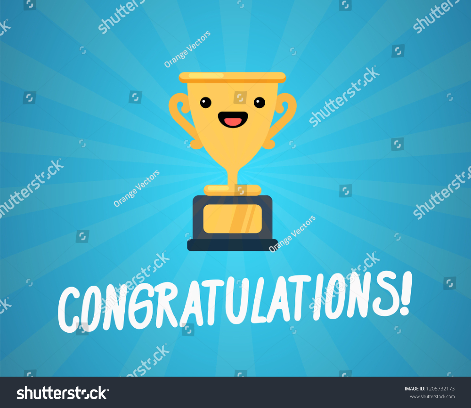 Congratulations Written Simple Flat Trophy Vector Stock Vector (Royalty ...