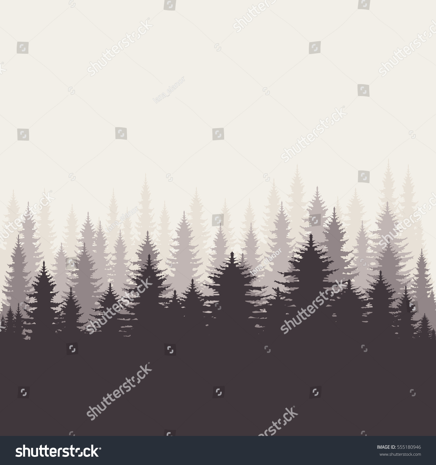 Coniferous Forest Silhouette Template Vector Illustration Stock Vector ...