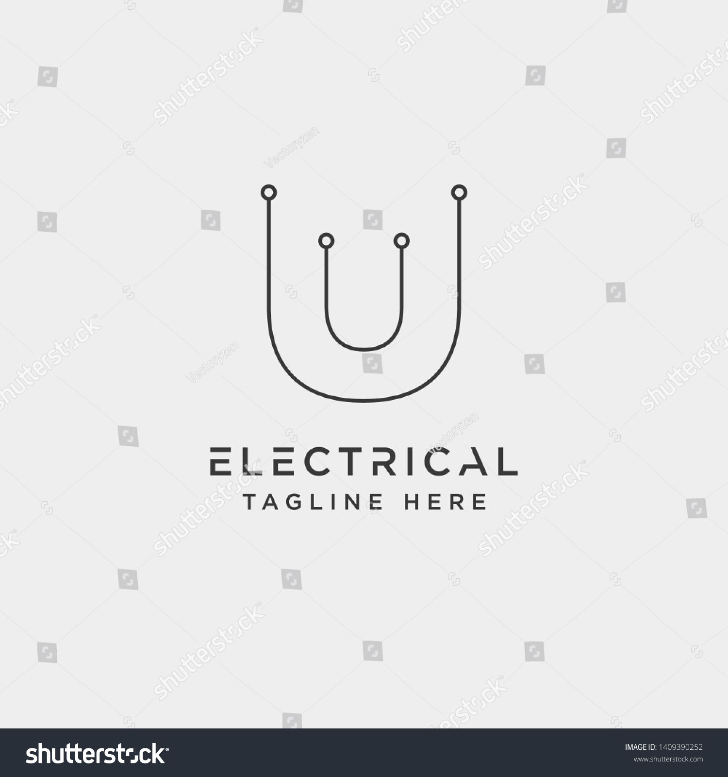 Connect Electrical U Logo Design Vector: เวกเตอร์สต็อก (ปลอดค่า ...