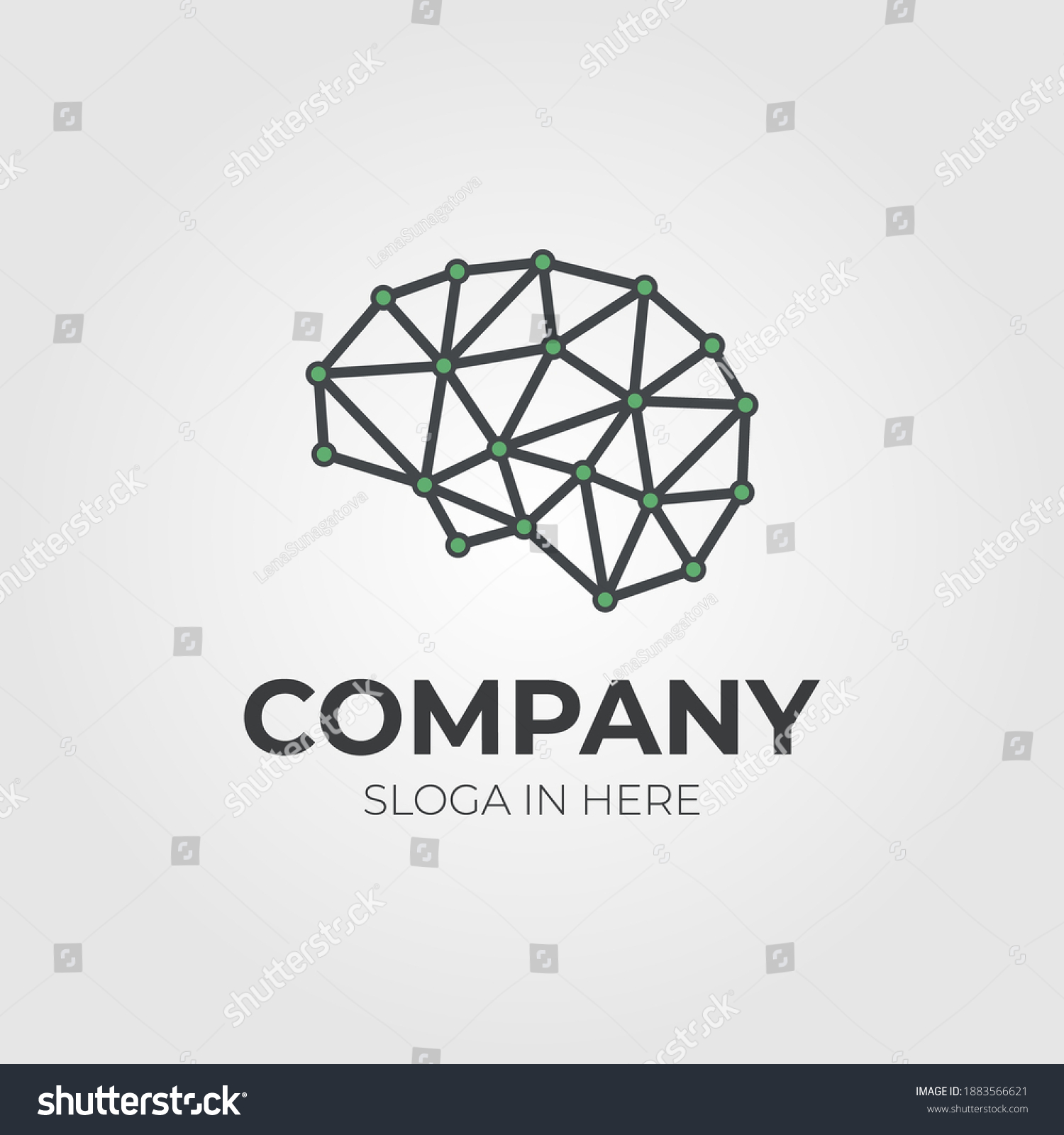 Connected Dot Line Brain Logo Template Stock Vector (Royalty Free ...