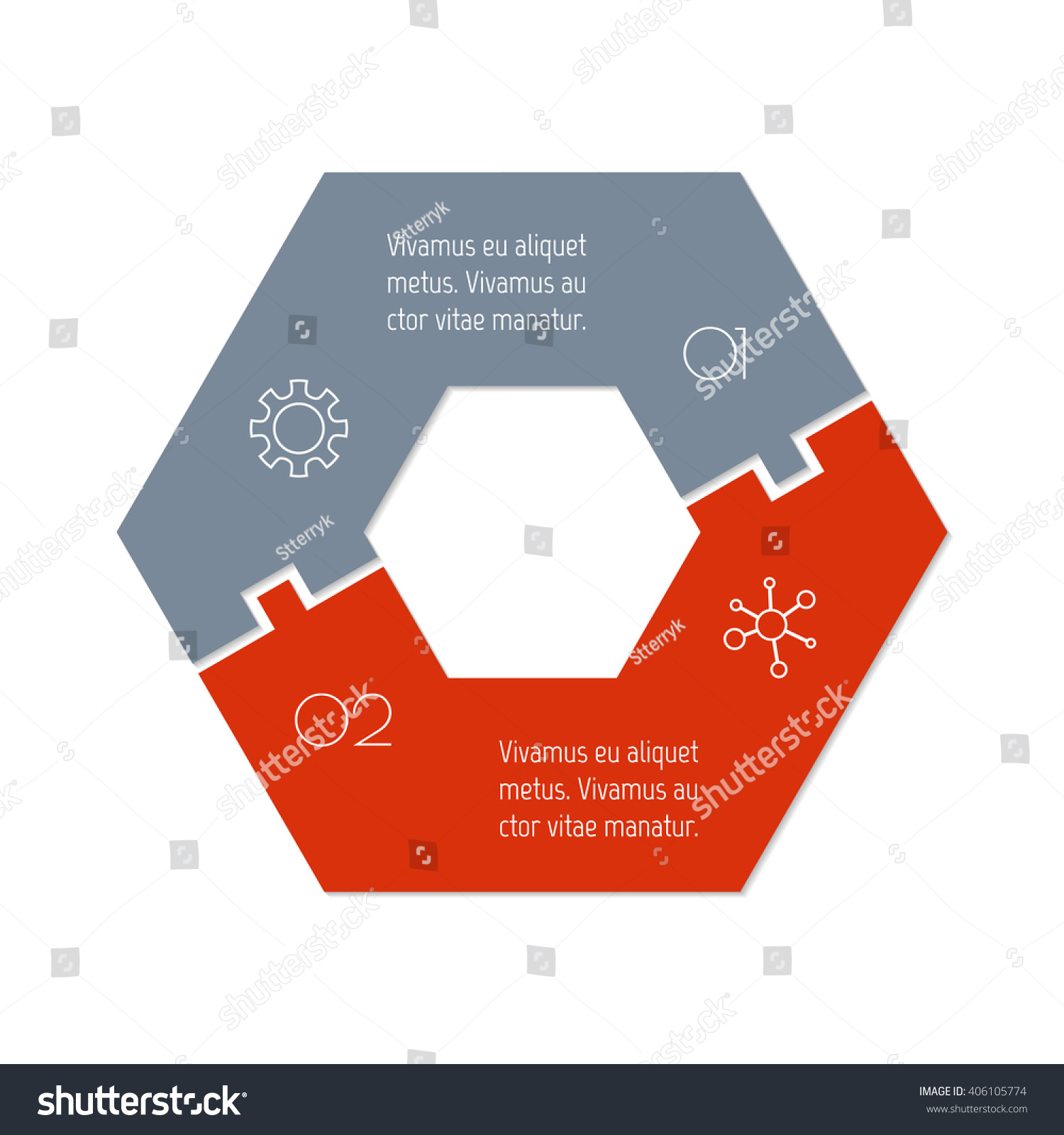 Connected Hexagonal Infographic Diagram Circular Chart 스톡 벡터(로열티 프리 ...