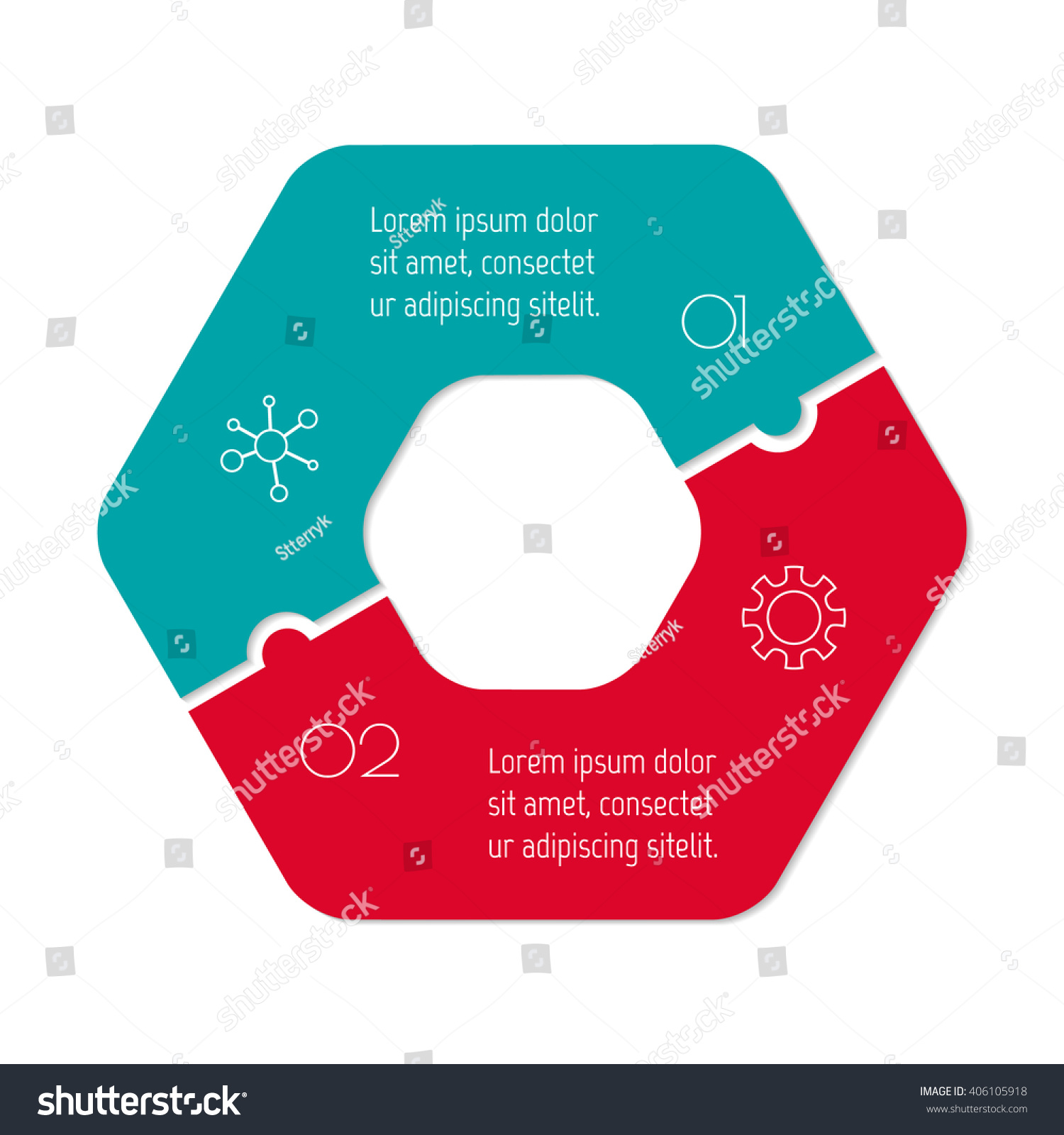 Vektor Stok Connected Hexagonal Infographic Diagram Circular Chart ...