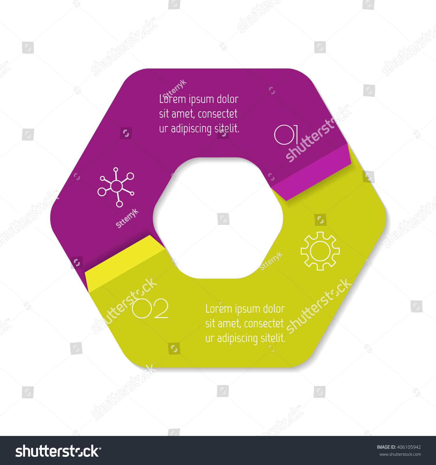 Connected Hexagonal Infographic Diagram Circular Chart 스톡 벡터(로열티 프리 ...