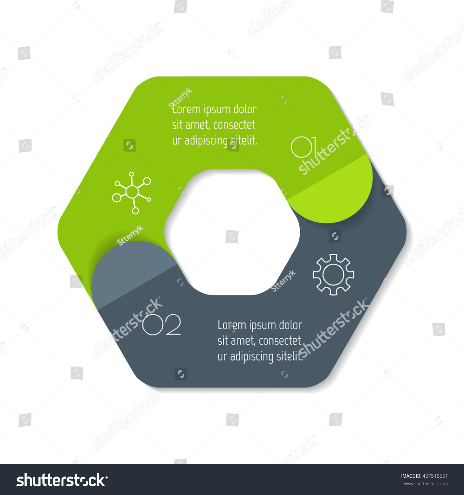 Connected Hexagonal Infographic Diagram Circular Chart 스톡 벡터(로열티 프리 ...
