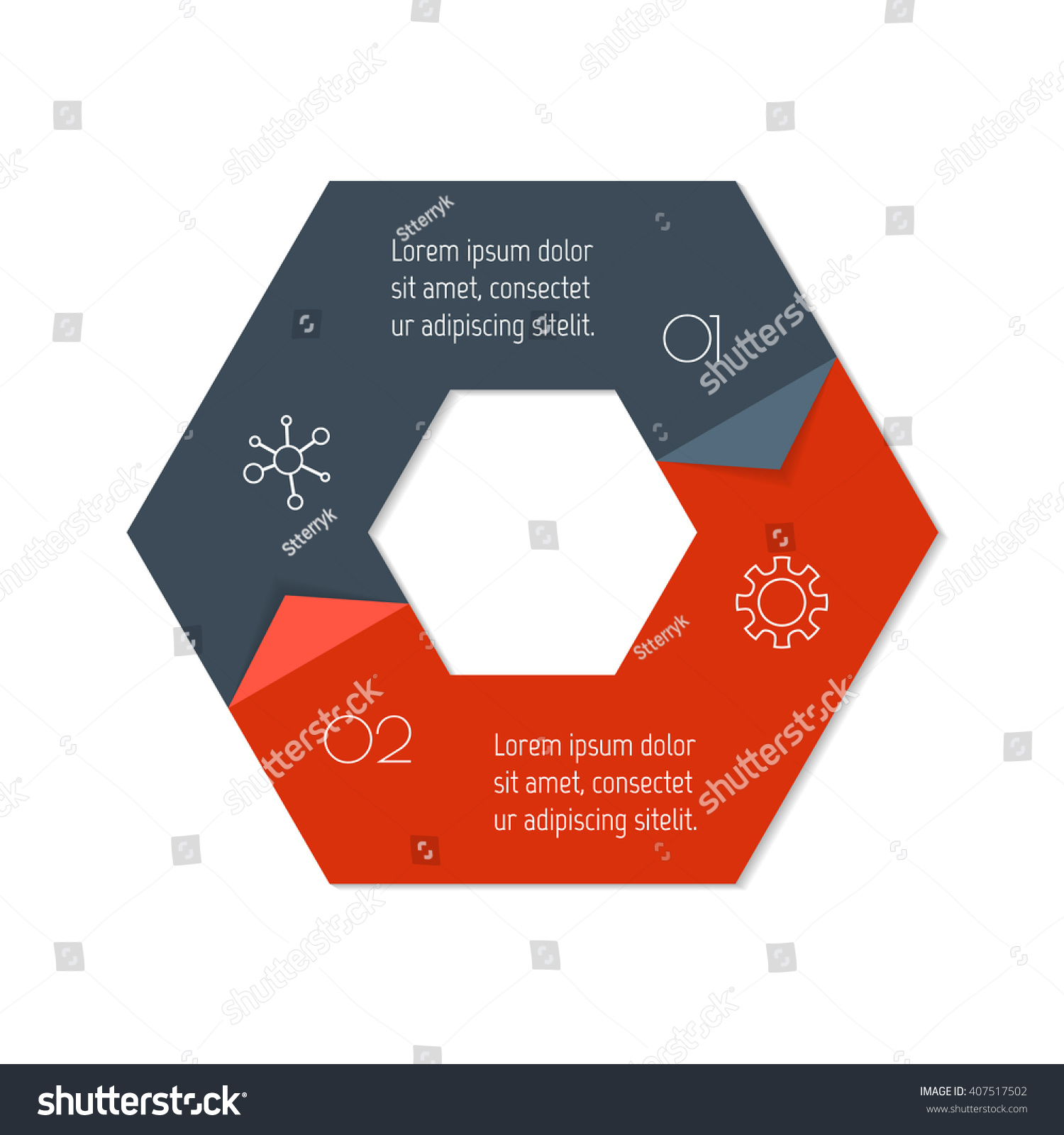 Connected Hexagonal Infographic Diagram Circular Chart 库存矢量图（免版税 ...