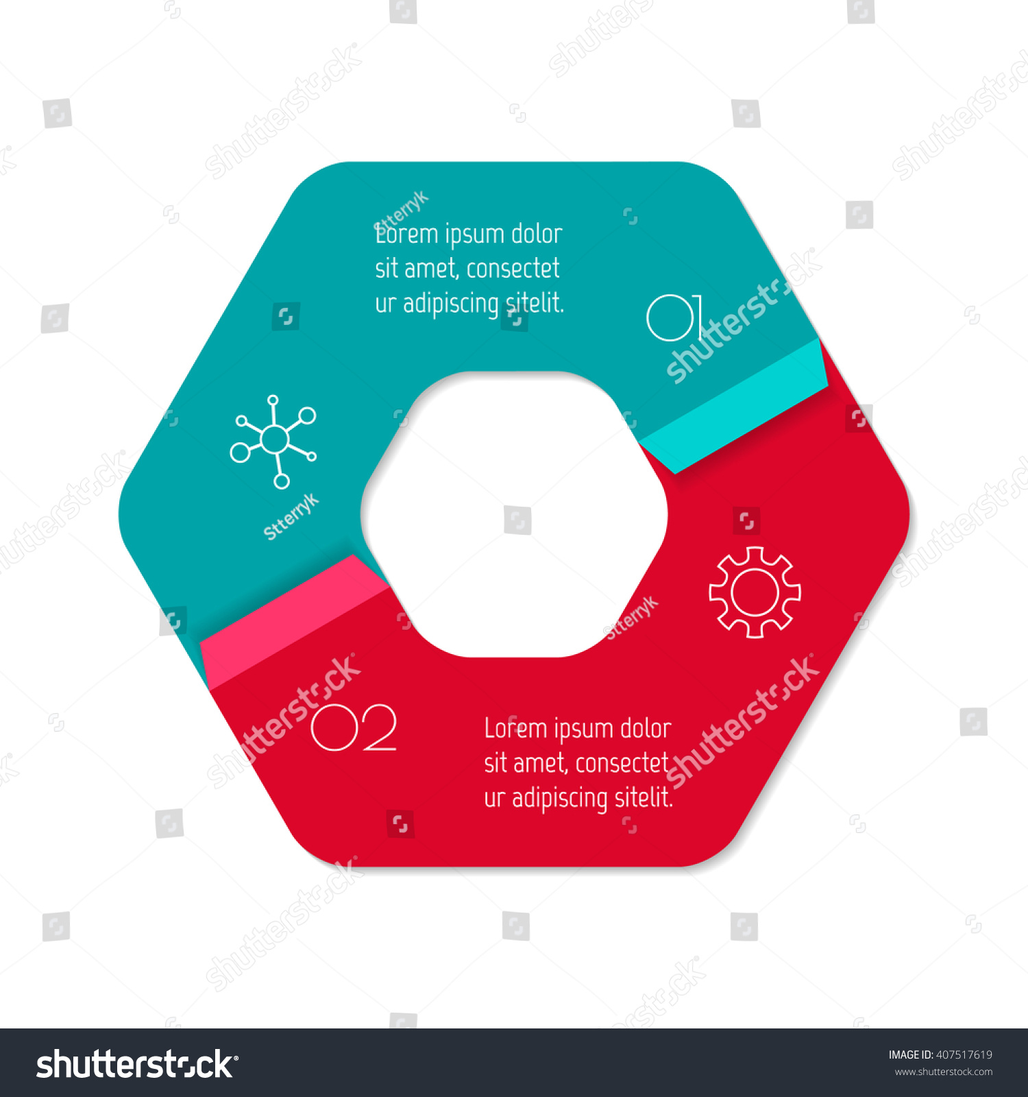 Connected Hexagonal Infographic Diagram Circular Chart: Vector có sẵn ...