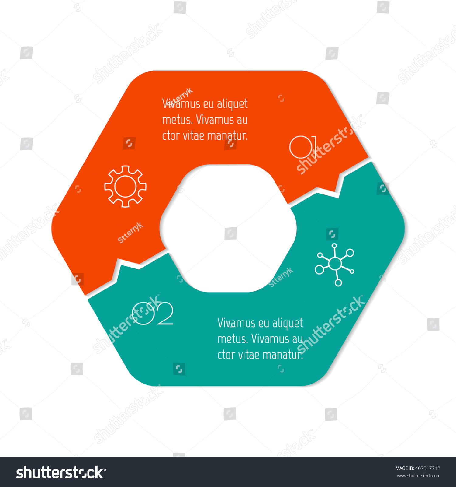 Connected Hexagonal Infographic Diagram Circular Chart 스톡 벡터(로열티 프리 ...