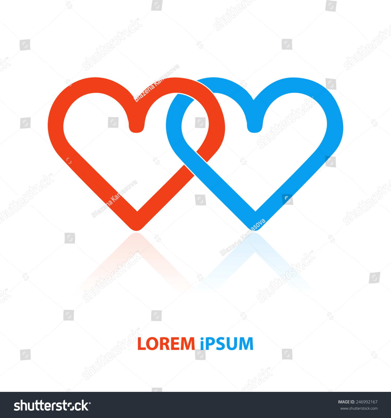 Connected Red Blue Hearts Vector Illustration Stock Vector (Royalty ...