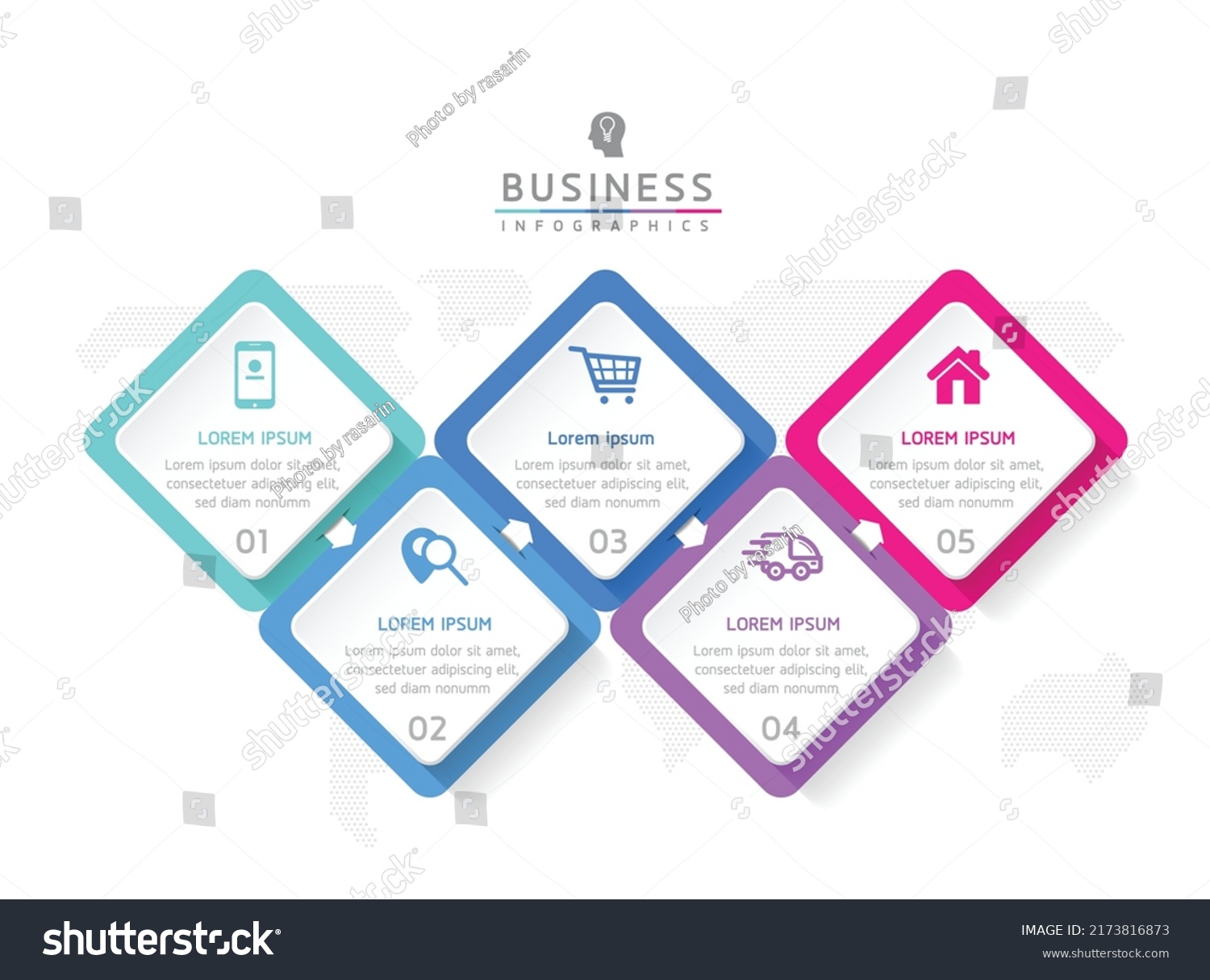 Connecting Steps Infographic Template 5 Elements Stock Vector (Royalty ...