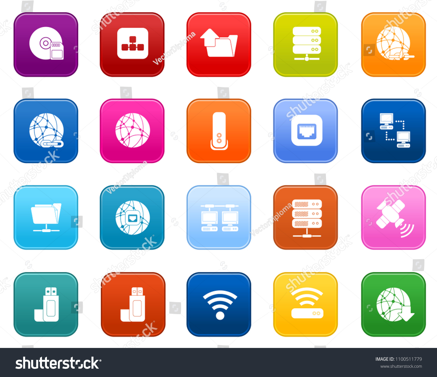 Connection Icons Set Network Symbols Vector Stock Vector (Royalty Free ...