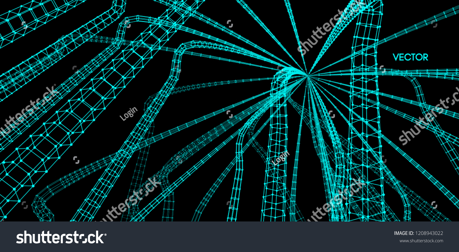 Connection Structure Wireframe Vector Illustration 3d Stock Vector ...