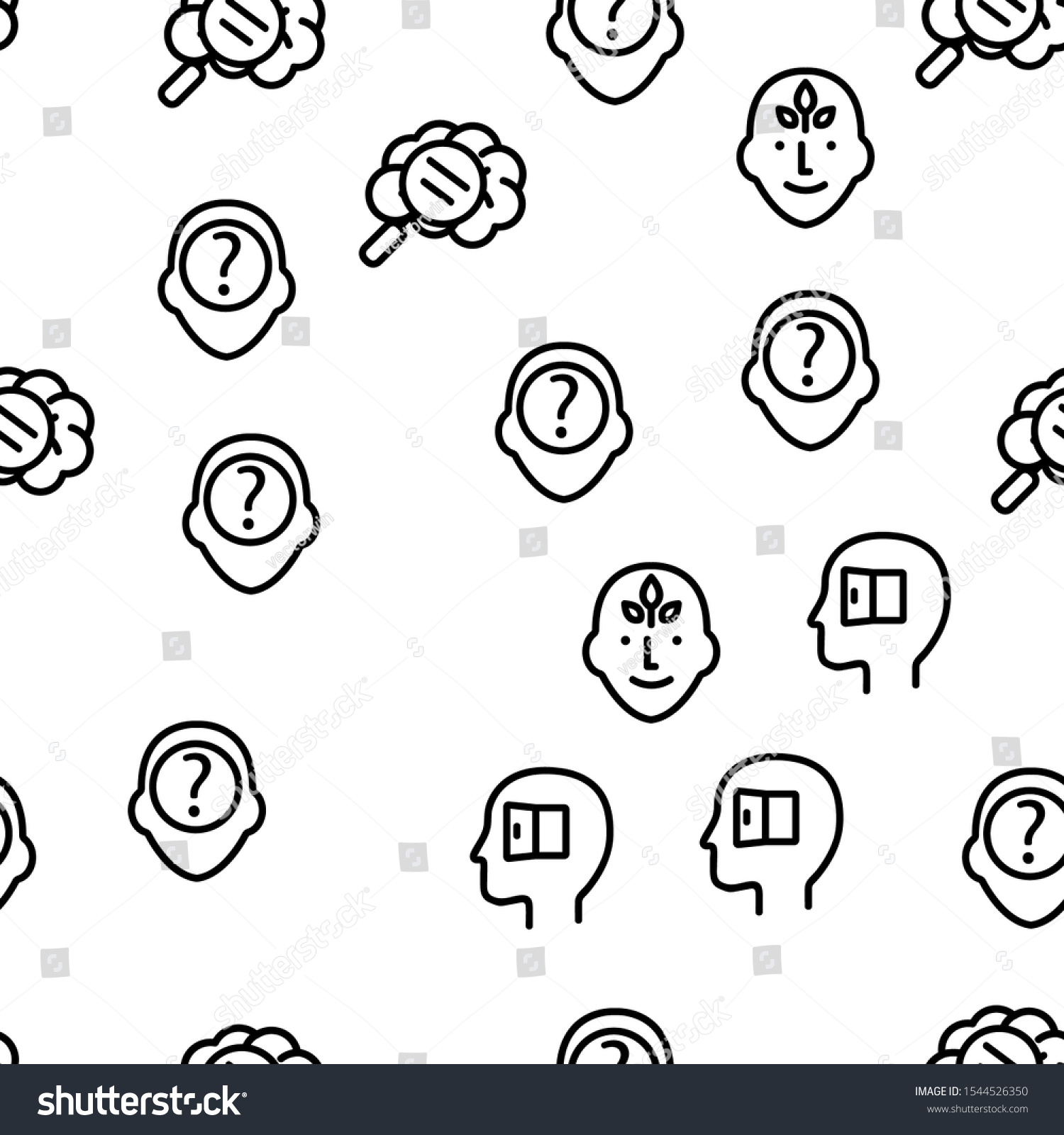 Consciousness Vector Seamless Pattern Thin Line Stock Vector (Royalty ...
