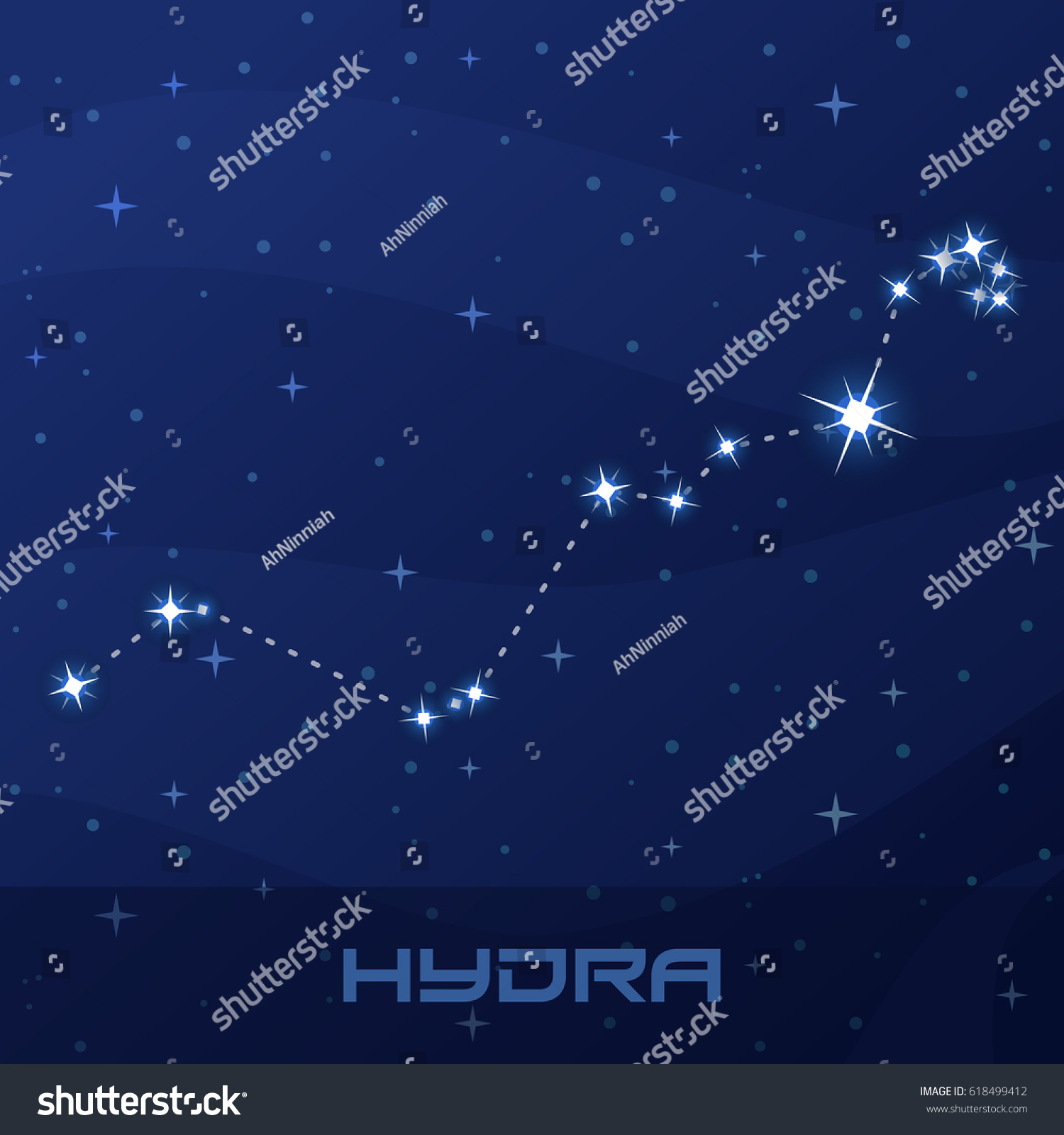Constellation Hydra Water Snake Stock Vector (Royalty Free) 618499412 Constellation Hydra Water Snake Stock Vector (Royalty Free) 618499412