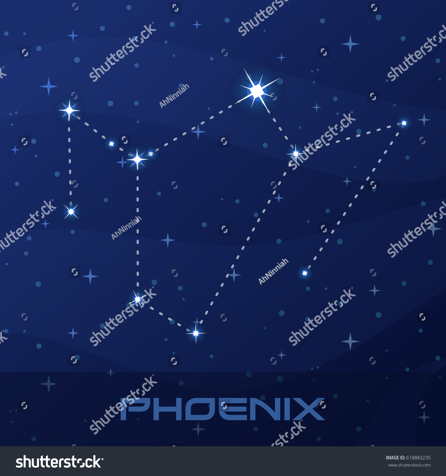 Constellation Phoenix Stock Vector (Royalty Free) 618883235