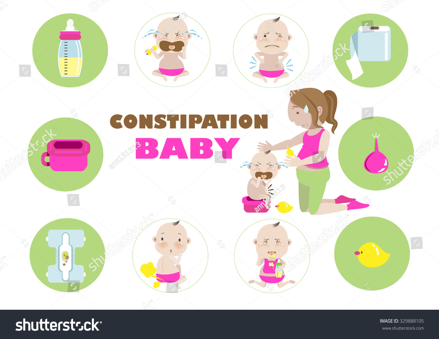 Constipation Baby Vector Illustration Stock Vector (Royalty Free) 329888105