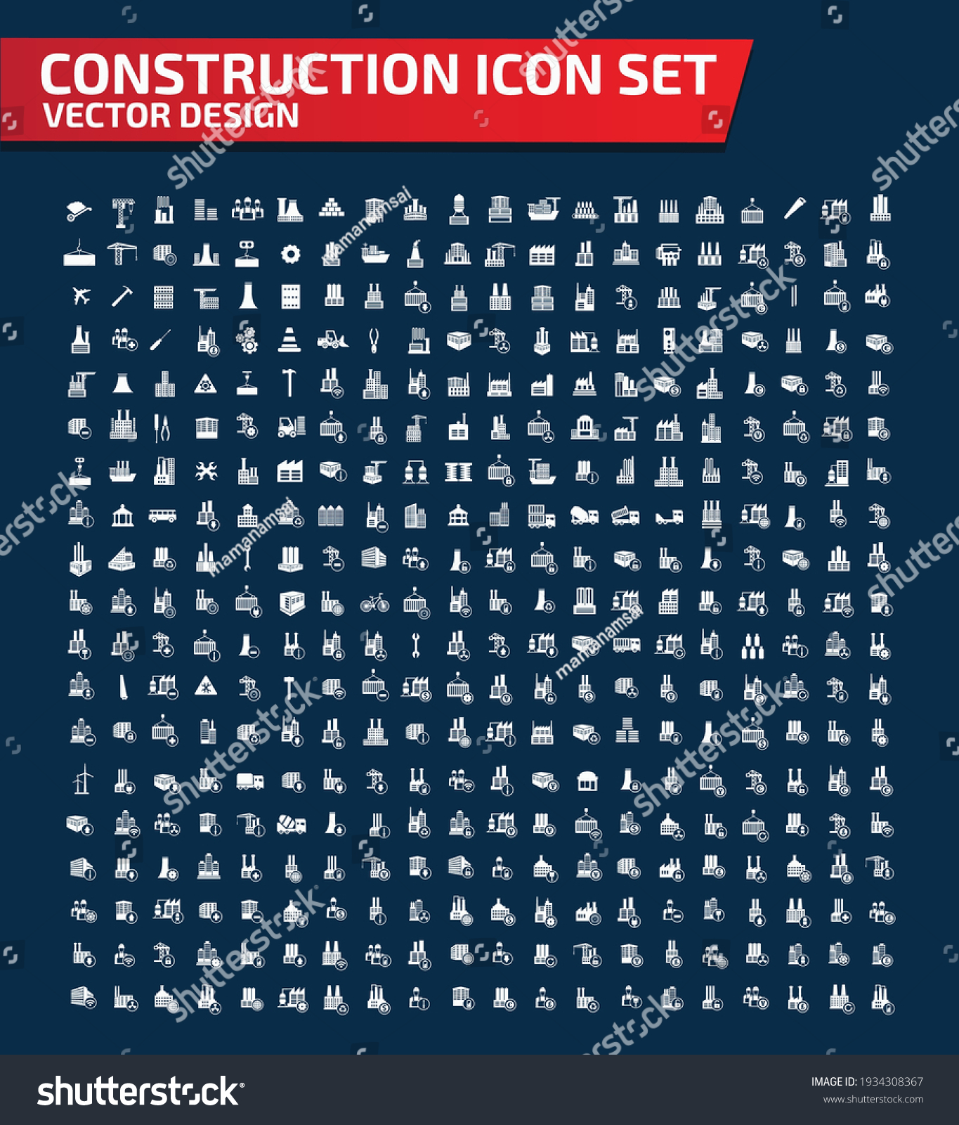 Construction Building Vector Icon Set Stock Vector (Royalty Free ...