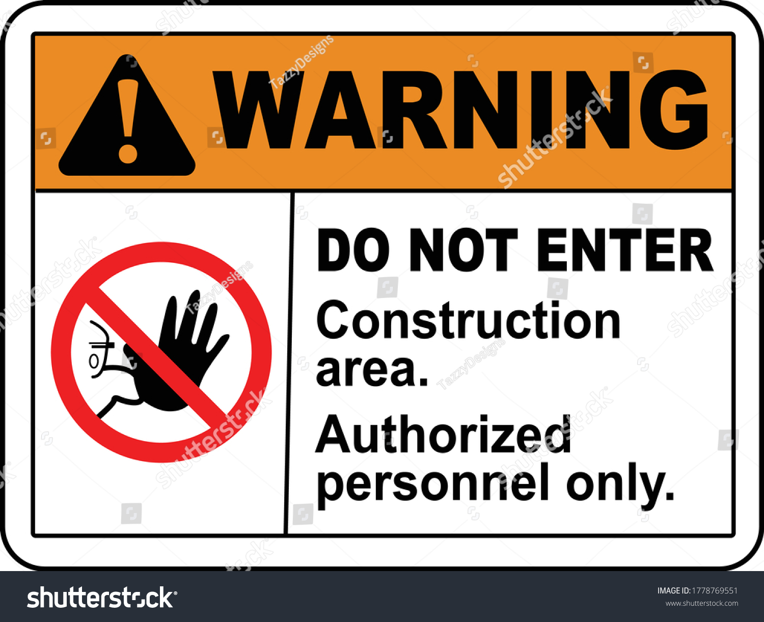 Construction Area Do Not Enter Sign Stock Vector (Royalty Free) 1778769551