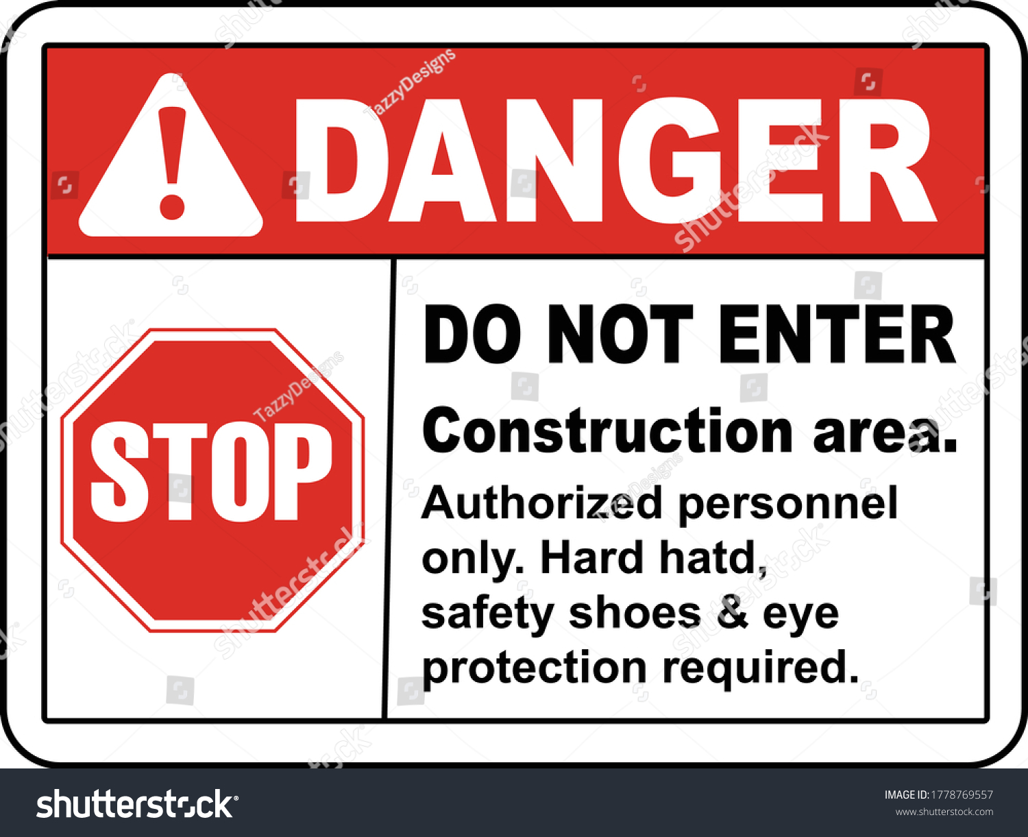 Construction Area Do Not Enter Sign Stock Vector (Royalty Free) 1778769557