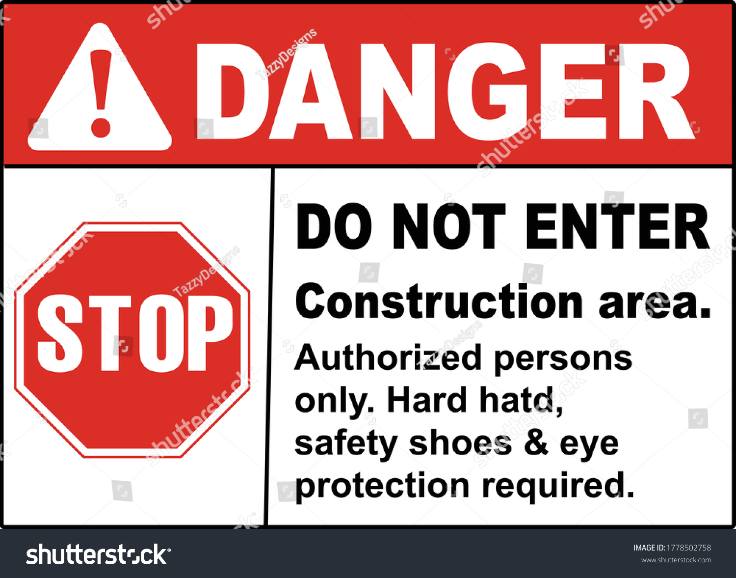 Construction Area Do Not Enter Sign Stock Vector (Royalty Free ...