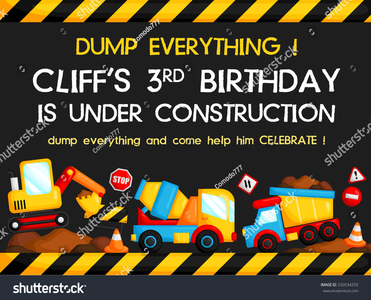 Construction Birthday Card Stock Vector (Royalty Free) 250534255 ...