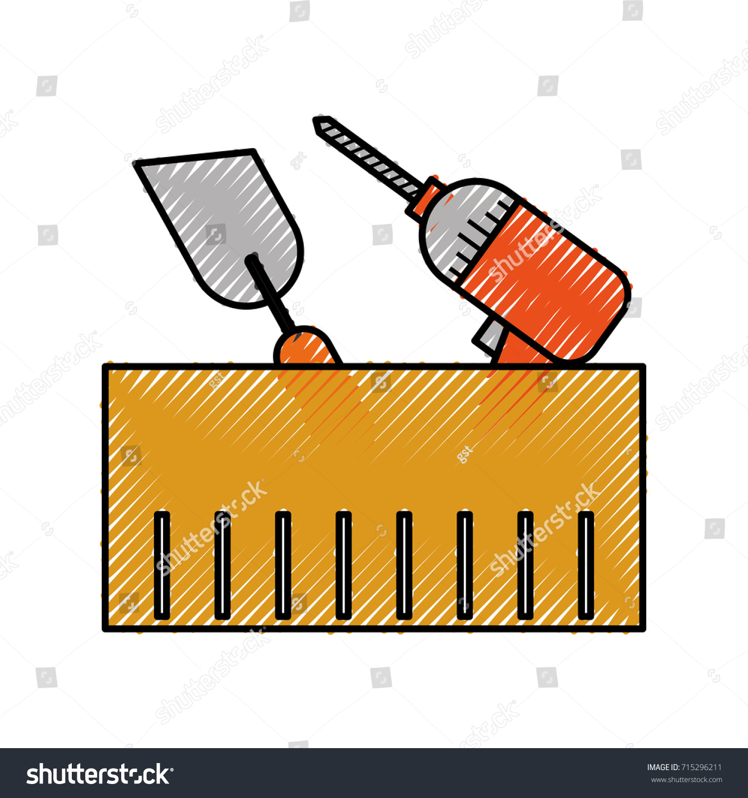 Construction Box Drill Spatula Tools Stock Vector (Royalty Free ...