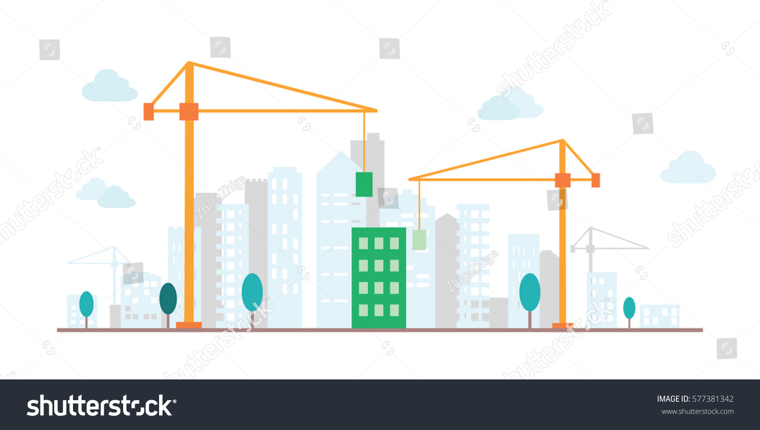 Construction Building House Vector Flat Illustration Stock Vector ...