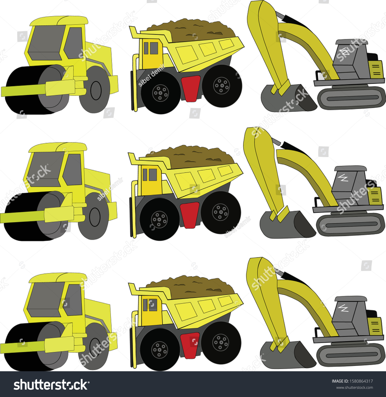 Construction Cars Vector Drawing Pattern Stock Vector (Royalty Free ...