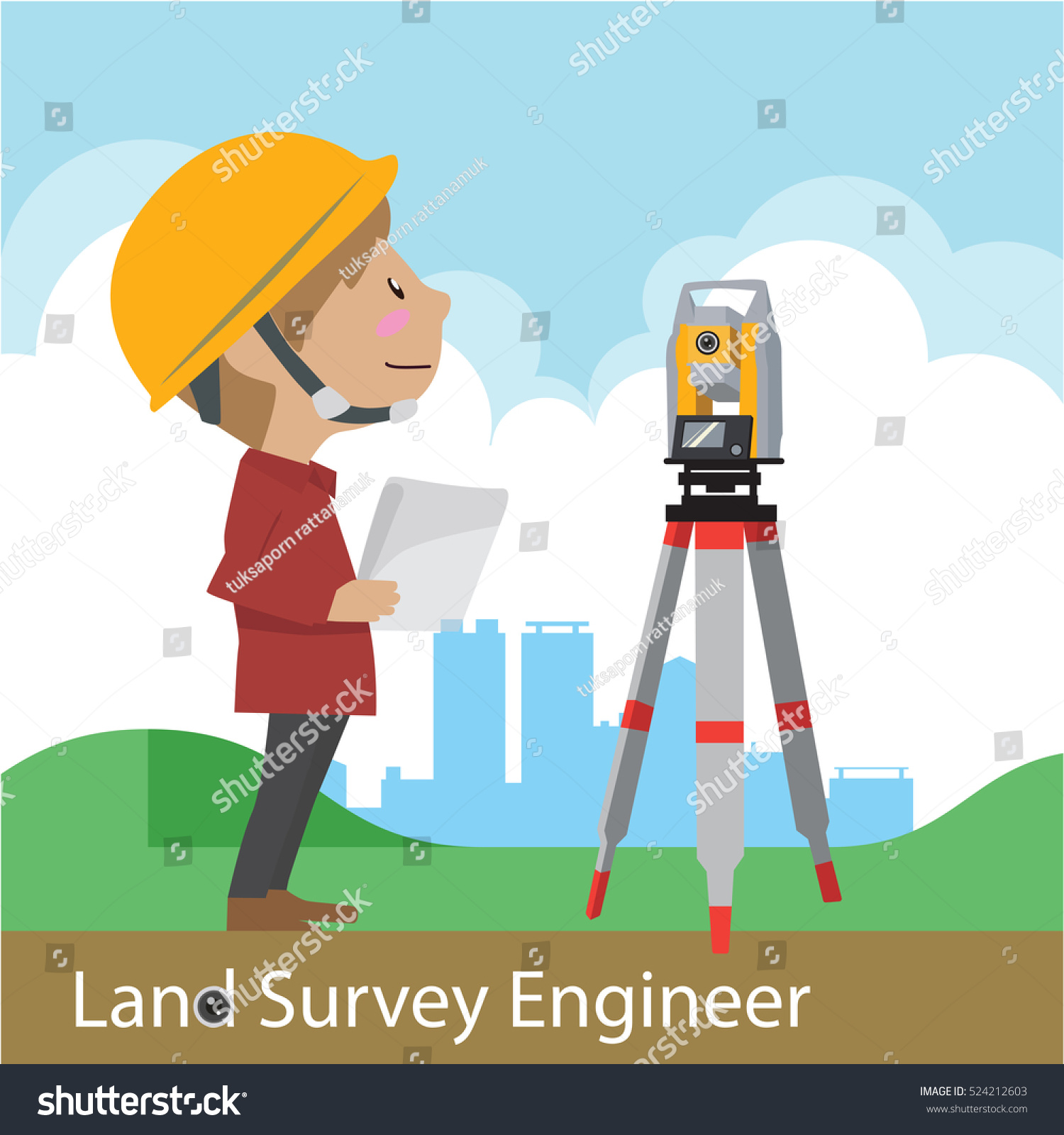Construction Civil Engineering Land Survey Engineer Stock Vector ...