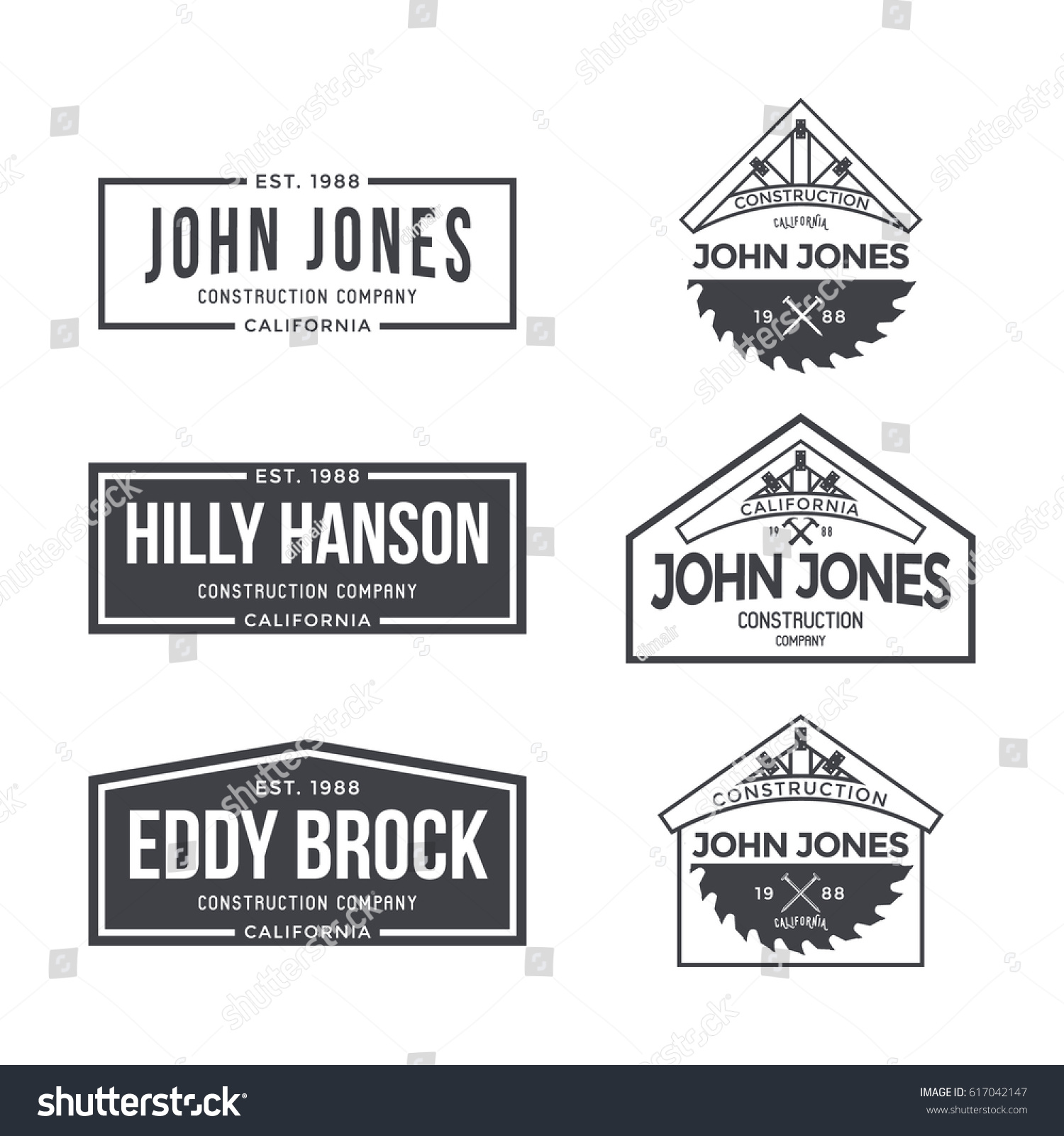 Construction Company Label Badges Vector Stock Vector (Royalty Free ...