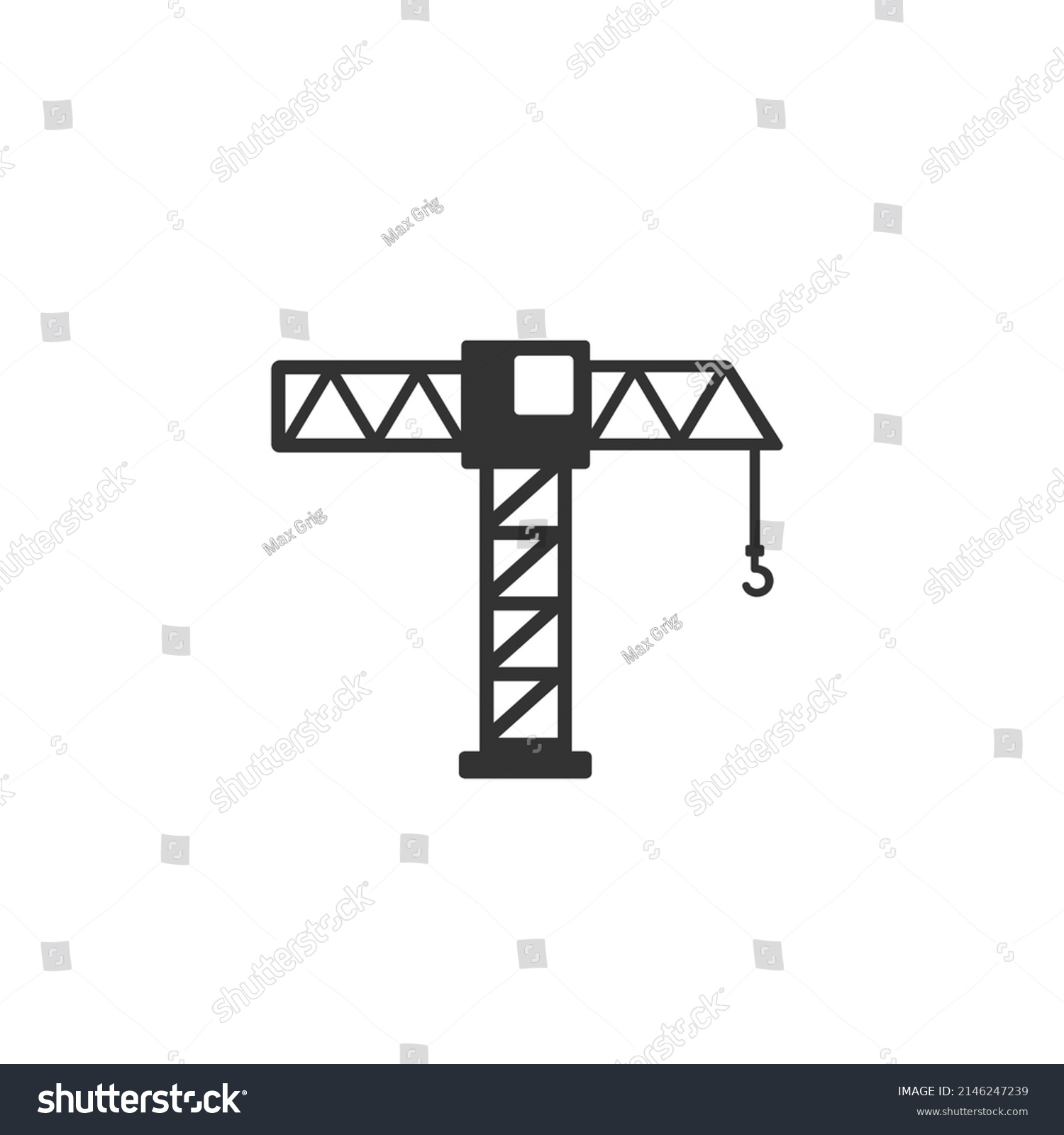 Construction Crane Icon Vector Illustration Flat Stock Vector (Royalty ...
