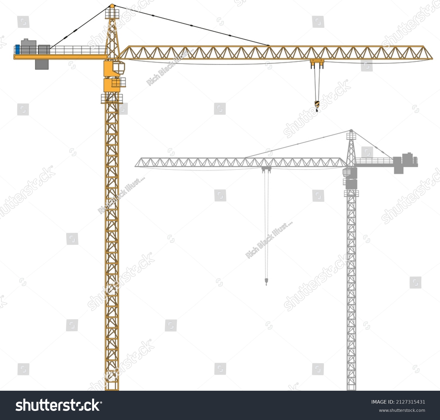 Construction Crane Side View Drawing Scalable Stock Vector (Royalty ...